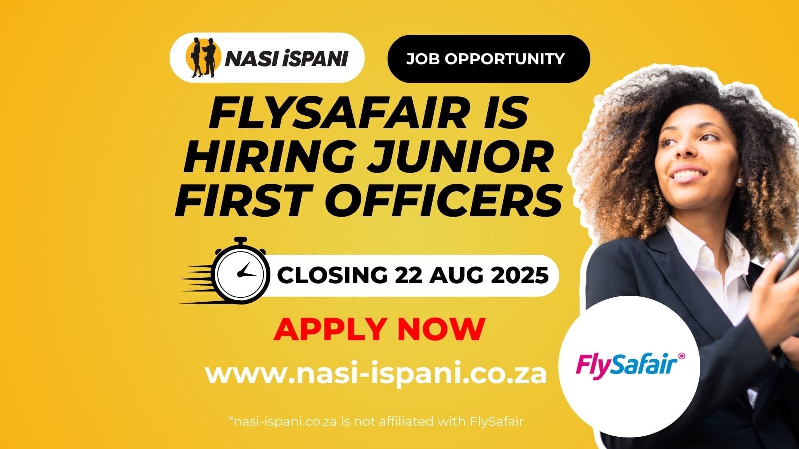 Junior First Officer Job Vacancies At FlySafair | NASI ISPANI