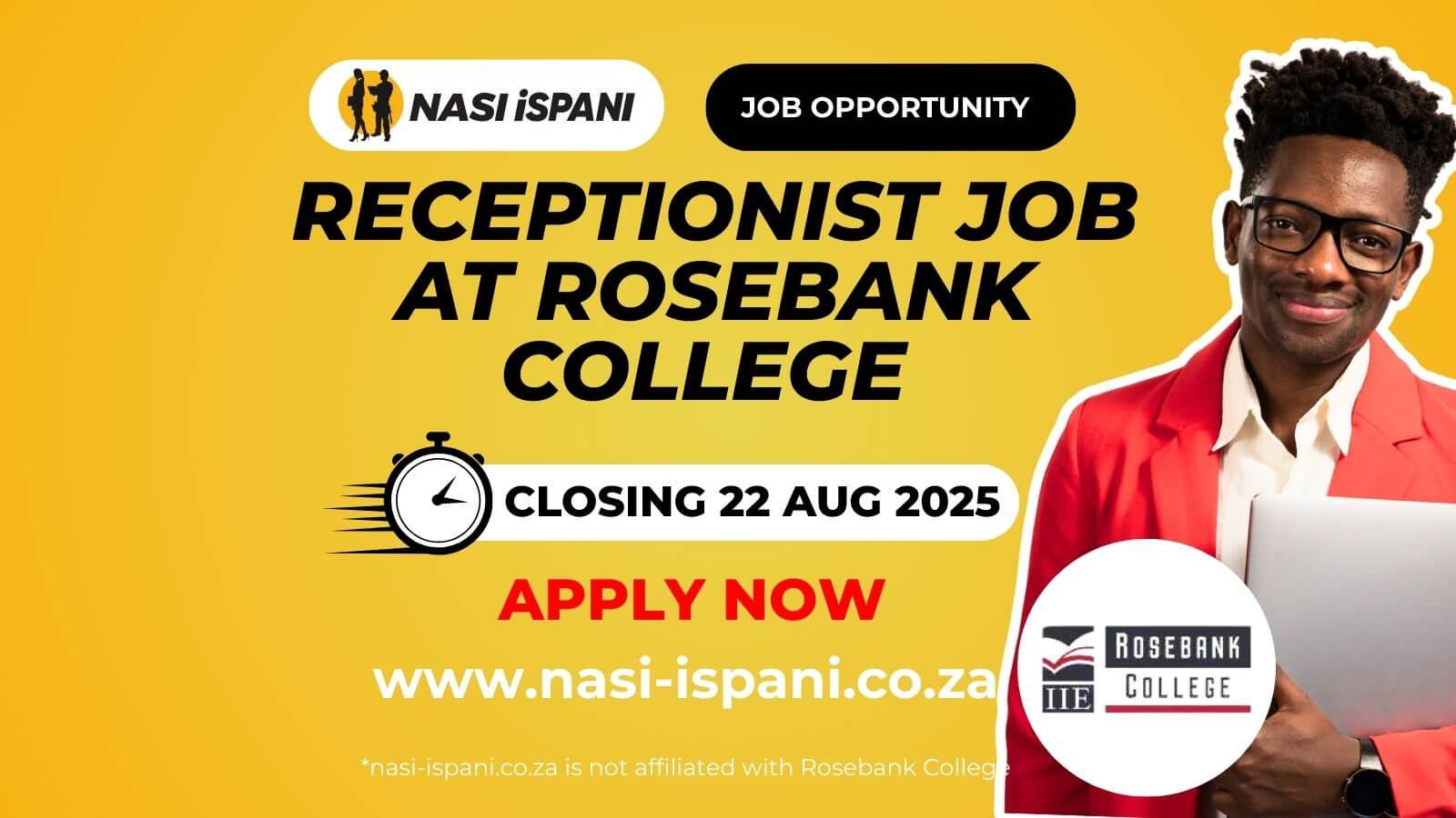Receptionist Vacancy At Rosebank College | NASI ISPANI