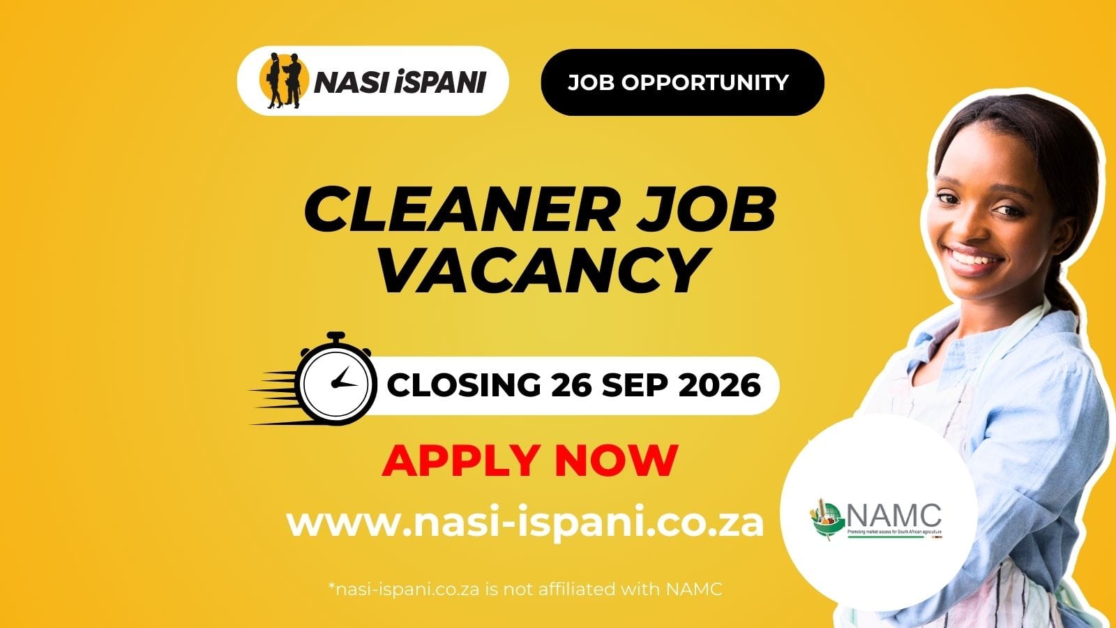 Cleaner Job Opportunity At NAMC (3-Year Fixed Contract) | NASI ISPANI