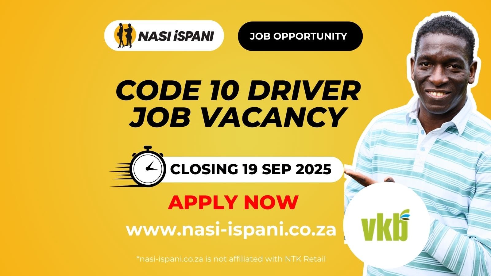 Code 10 Driver Job Opportunity At NTK Retail | NASI ISPANI