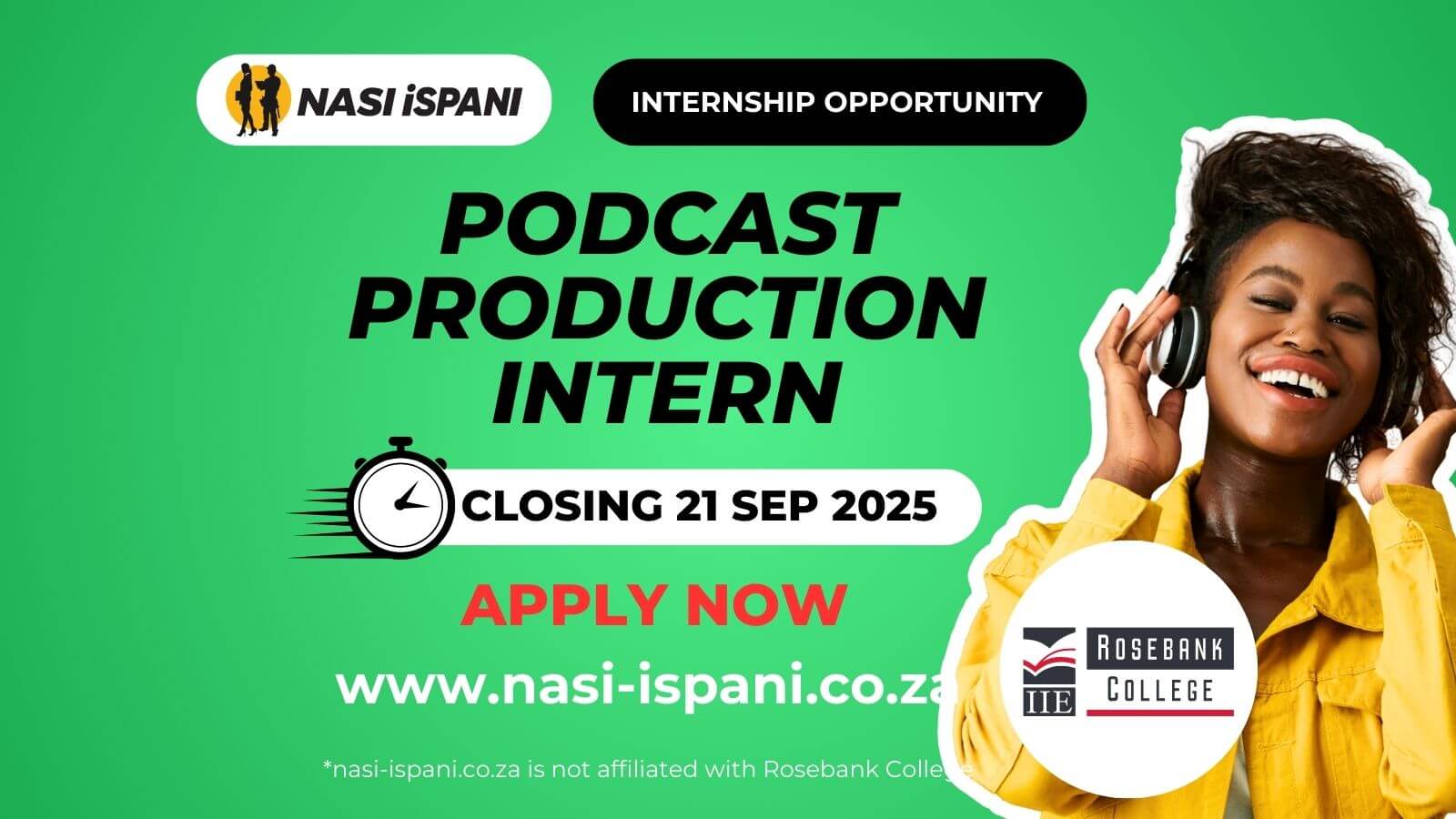 Podcast Production Internship At Rosebank College 2025 | NASI ISPANI