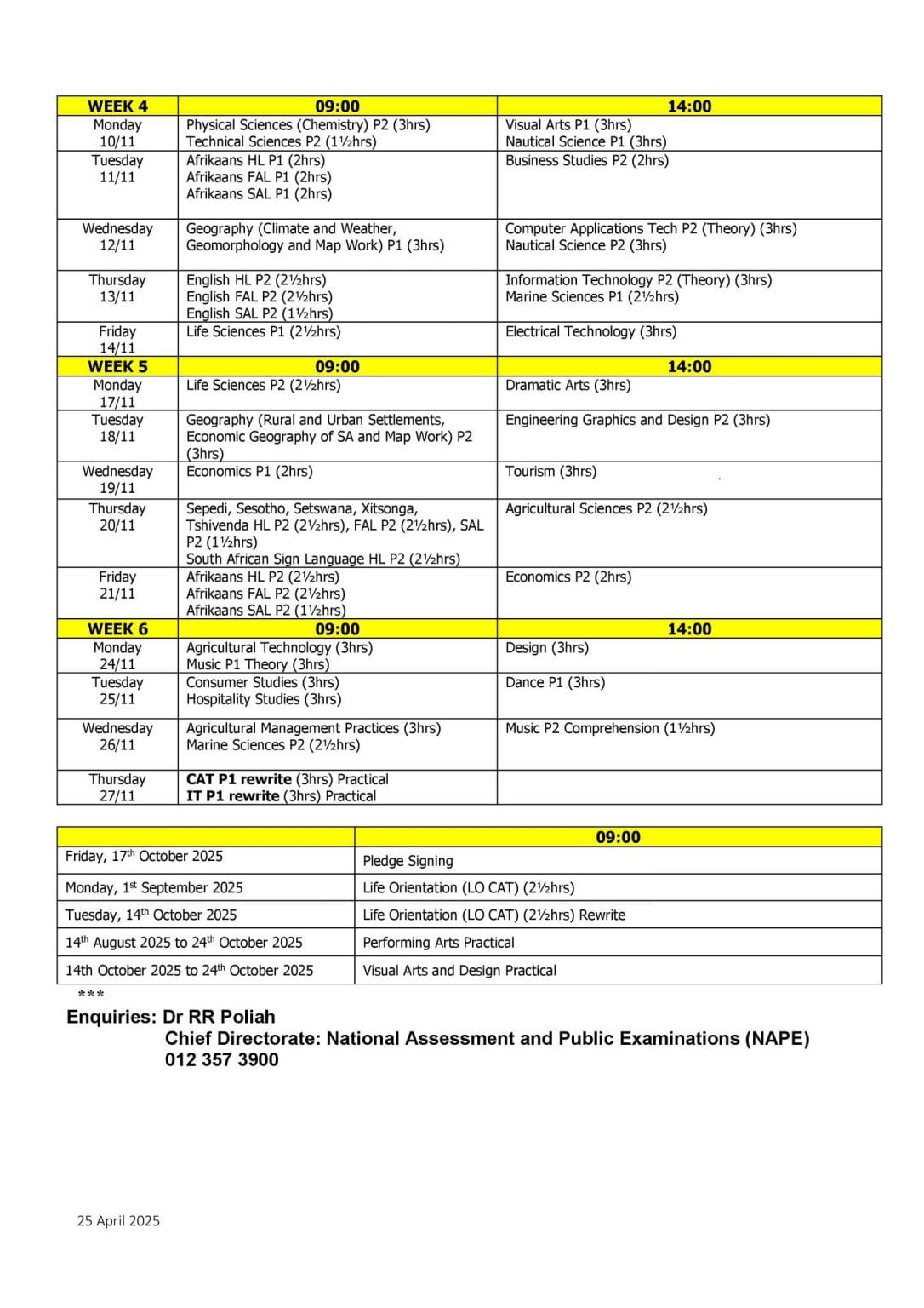 2025 Matric Exam Dates – See The Full NSC Timetable | Nasi Ispani